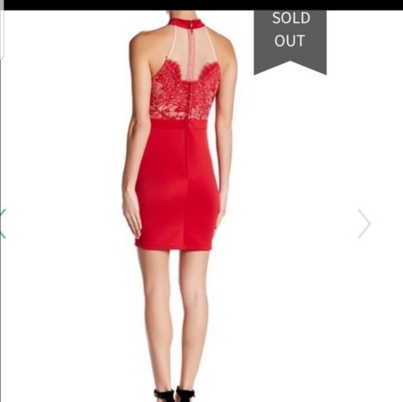 Trixxi | Dresses | New Trixxi Lace Dress High Neck Red Nude | Poshmark